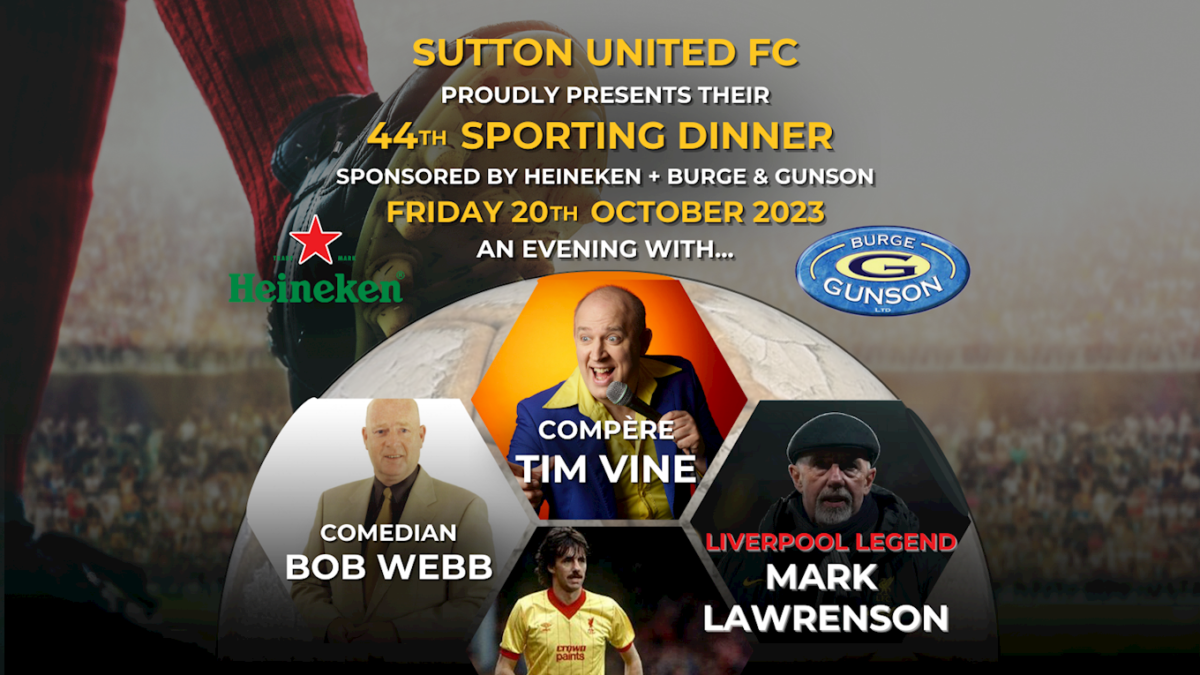 Sporting Dinner 20 October - Mark Lawrenson, Bob Webb and Tim Vine