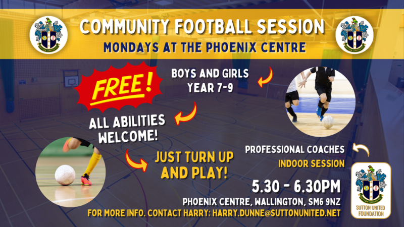 Community Football Sessions at the Phoenix Centre every Monday