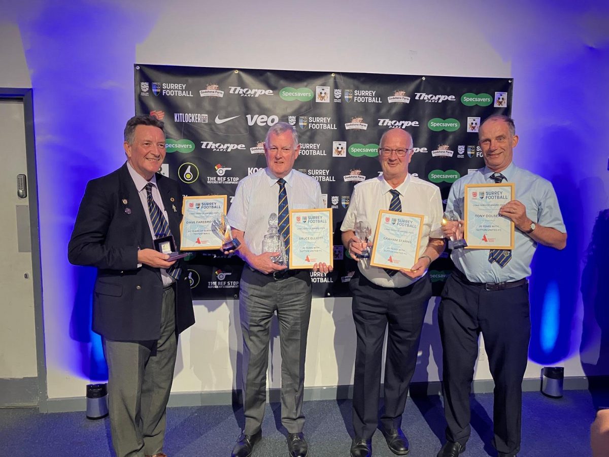 Sutton quartet honoured at Surrey FA awards - Sutton United Football Club